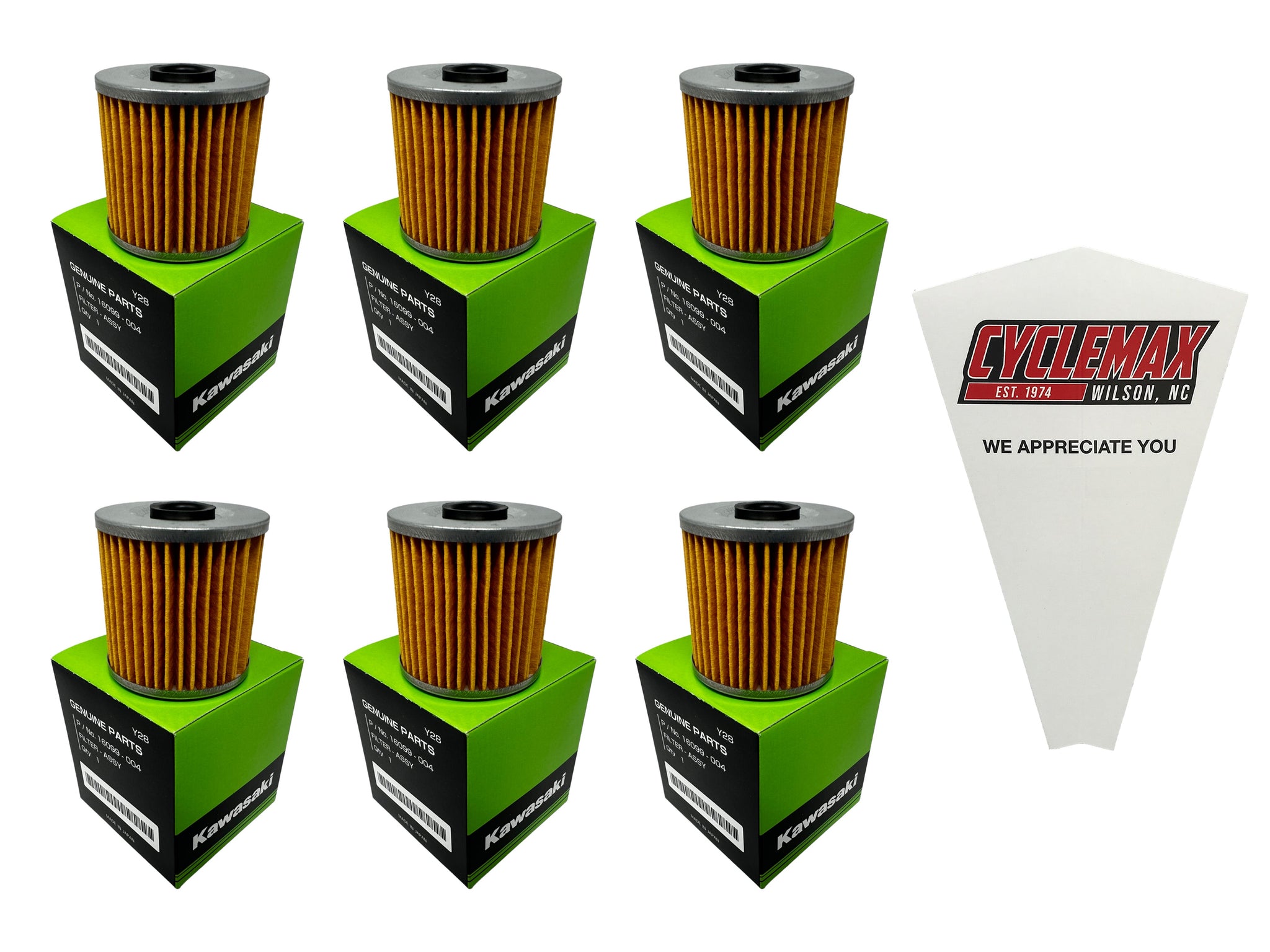 Cyclemax Six Pack for Kawasaki Oil Filter 16099-004 Contains Six Filte