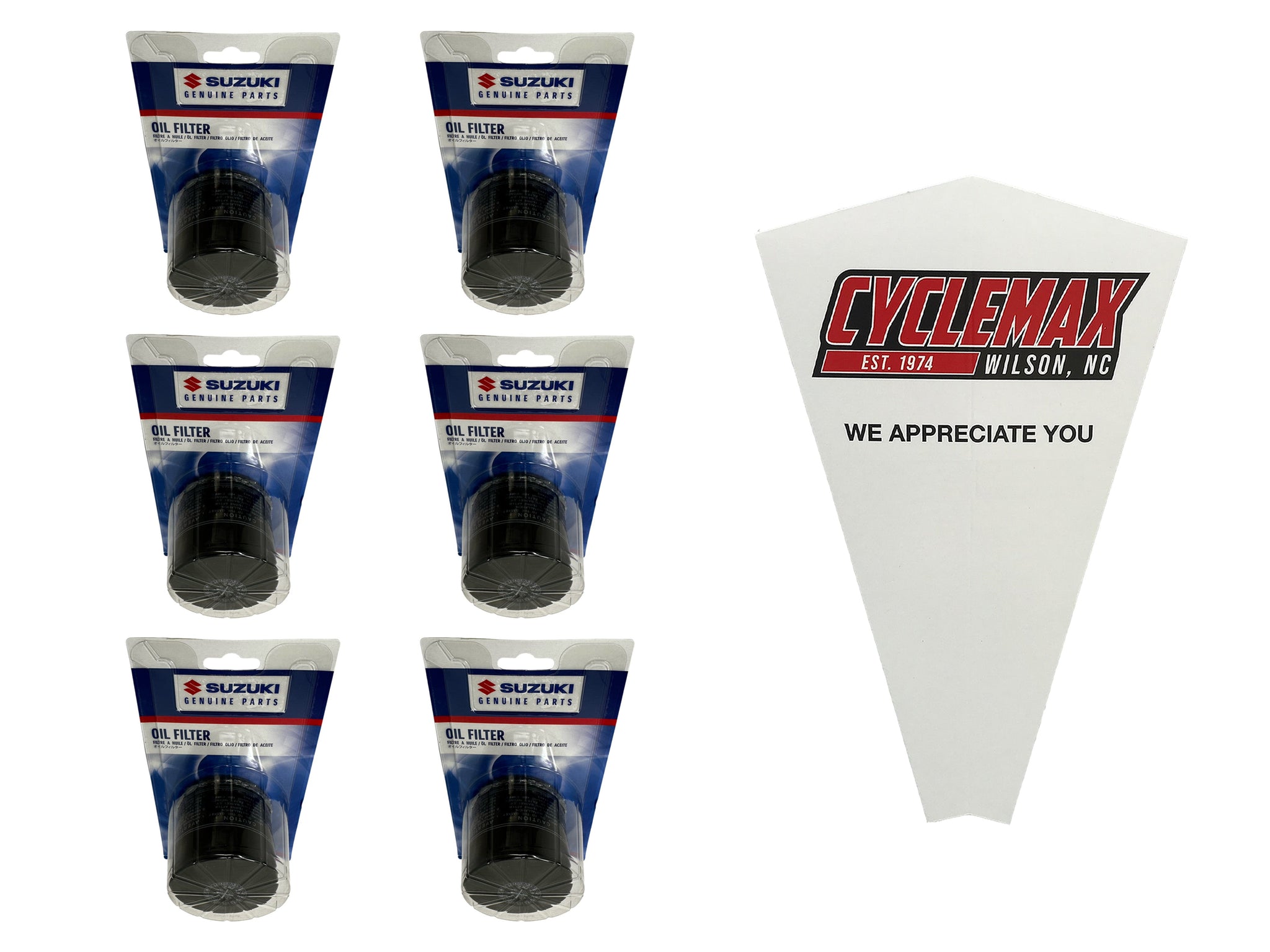 Cyclemax Six Pack for Suzuki Oil Filter 16510-07J00 Contains Six Filte