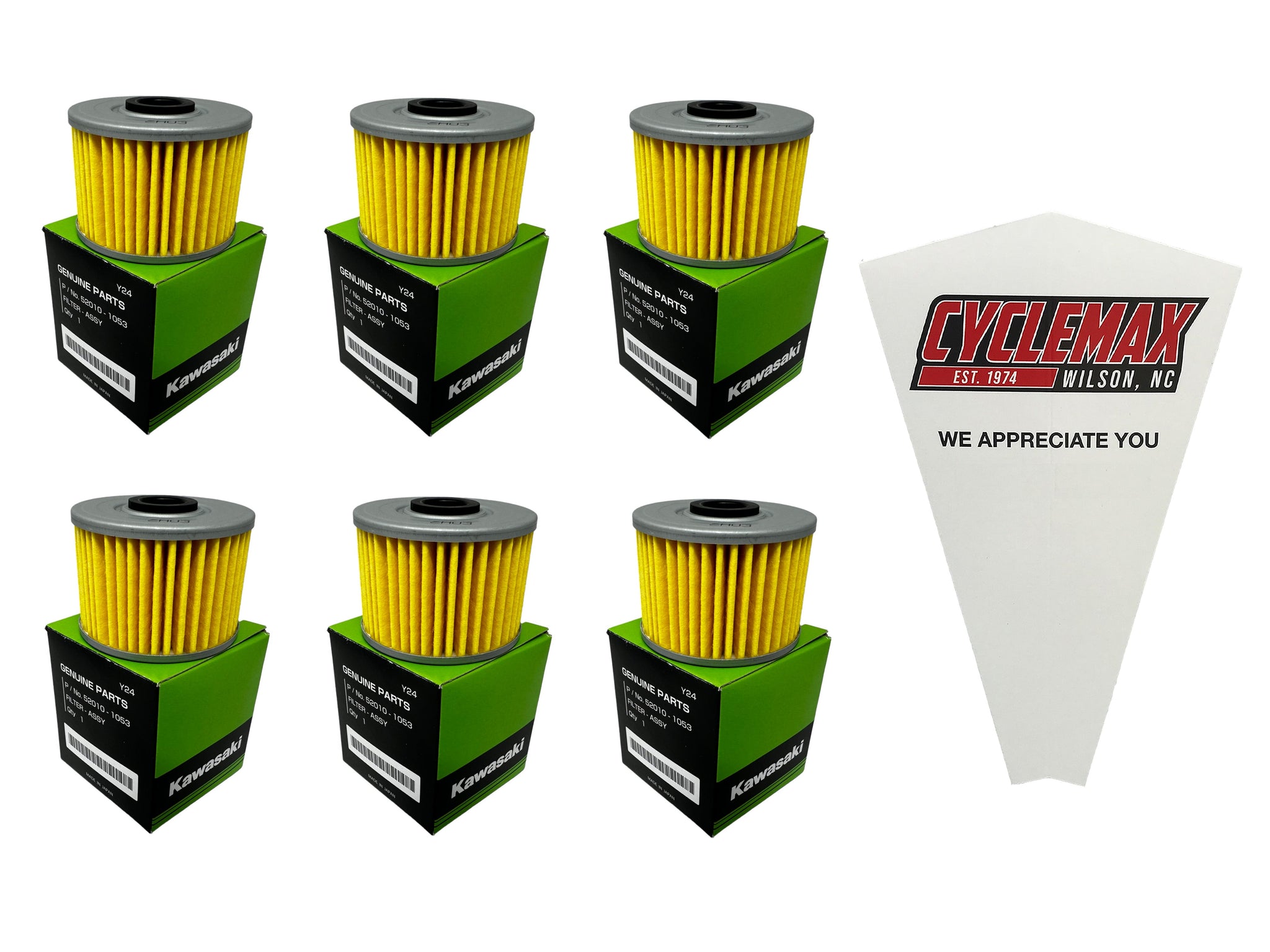 Cyclemax Six Pack for Kawasaki Oil Filter 52010-1053 Contains Six Filt