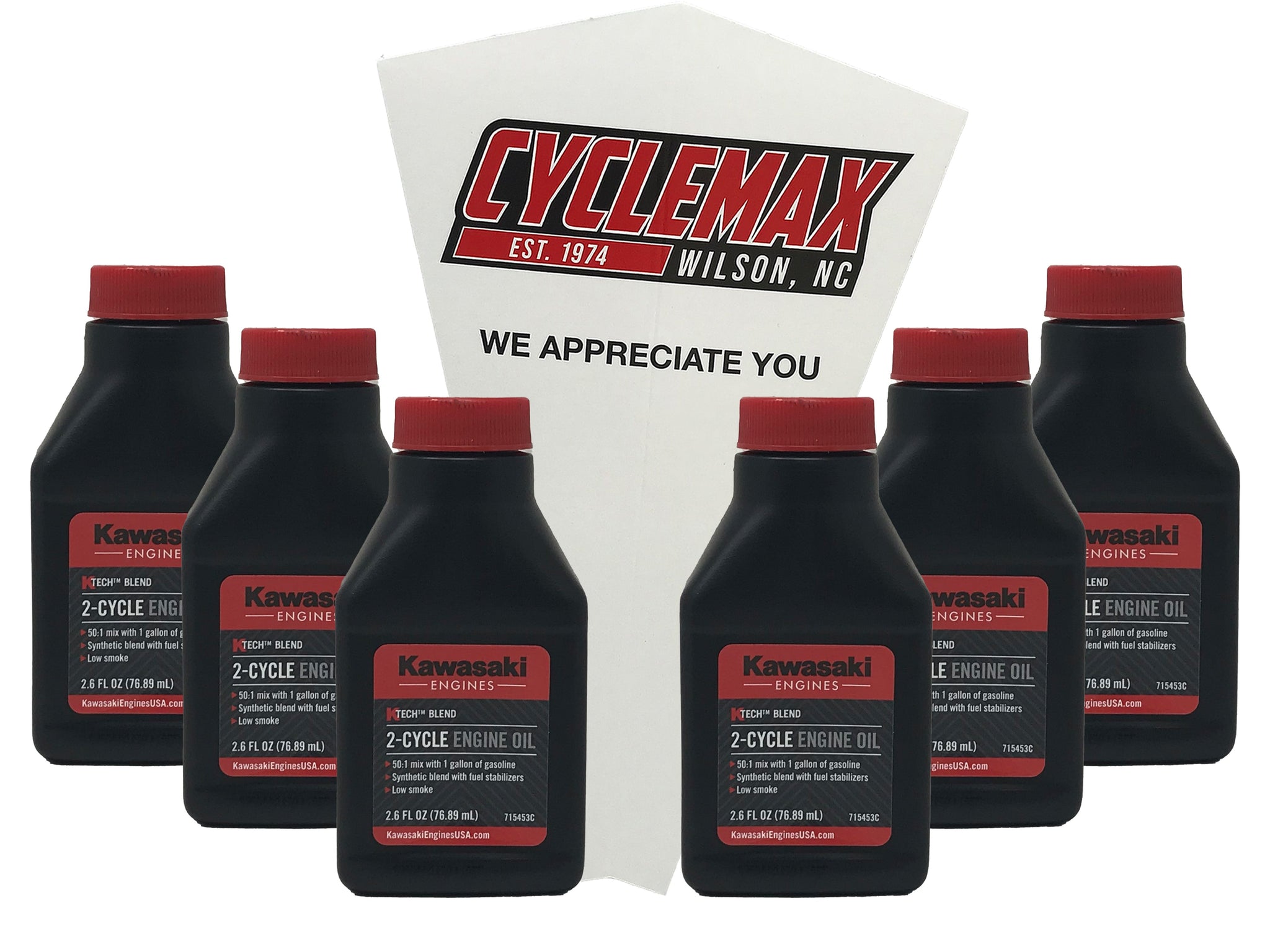 Cyclemax Six Pack of Kawasaki KTech 2-Cycle Two Stroke Engine Oil 2.6o
