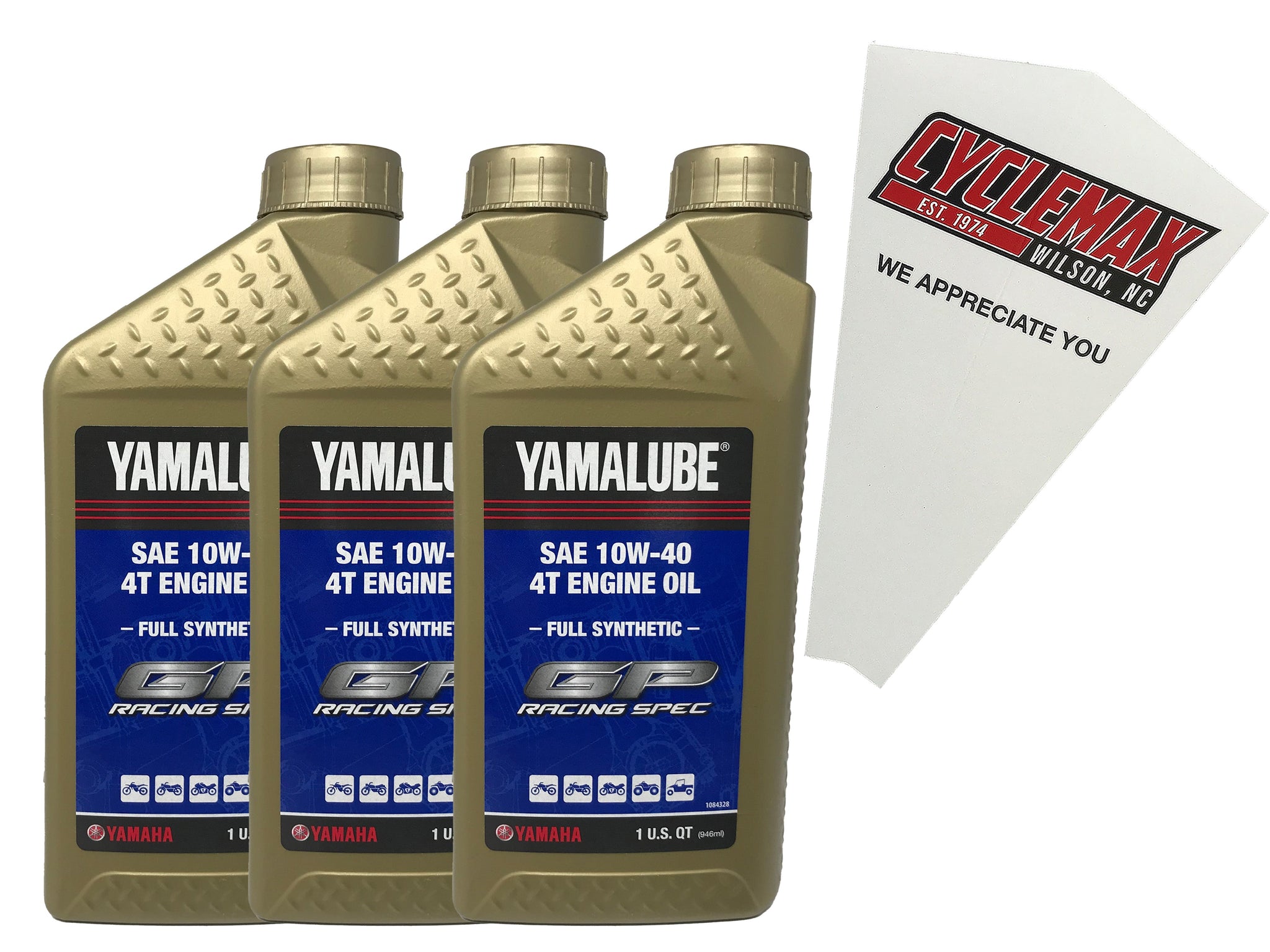 Cyclemax Three Pack for Yamaha Yamalube Full Synthetic 10W-40 4-Stroke